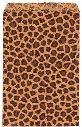 100 Pack Leopard Design Kraft Paper Bags, 4 x 6, Good for Candy, Cookies, Arts Crafts Items, Party Favor, Sandwich, Jewelry Merchandise