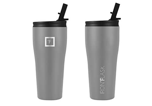 IRON °FLASK Rover Tumbler 2.0-2 Lids Vacuum Insulated Stainless Steel Bottle, Double Walled, Drinking Cup - Thermos Travel Mug - Graphite, 32 Oz