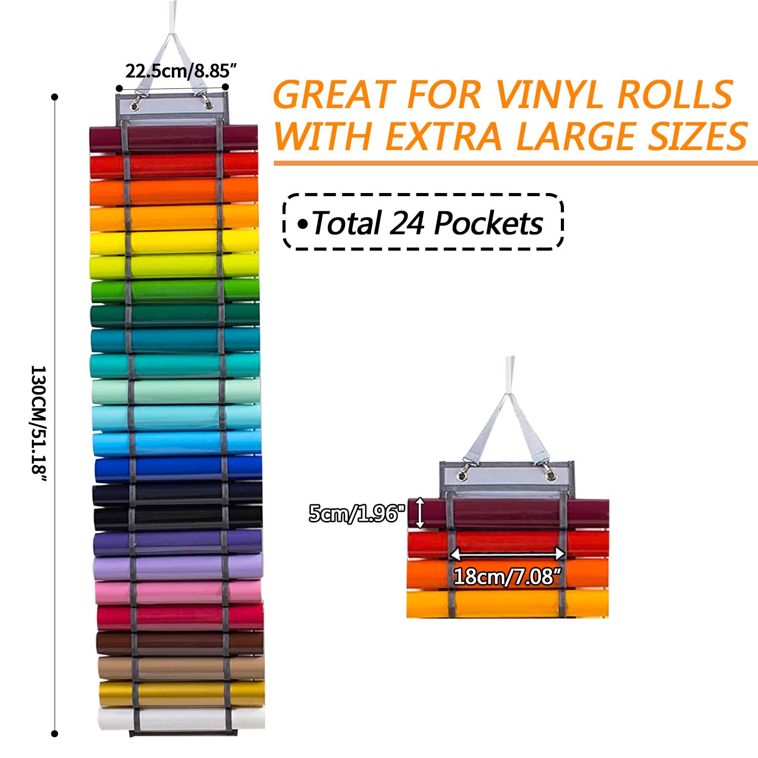Aohcae Vinyl Roll Holder, 24 Rolls Vinyl Storage Organizer Wall Mount Vinyl Roll Storage Craft Organizer Vinyl Storage Rack for Closet, Door, Craft Room