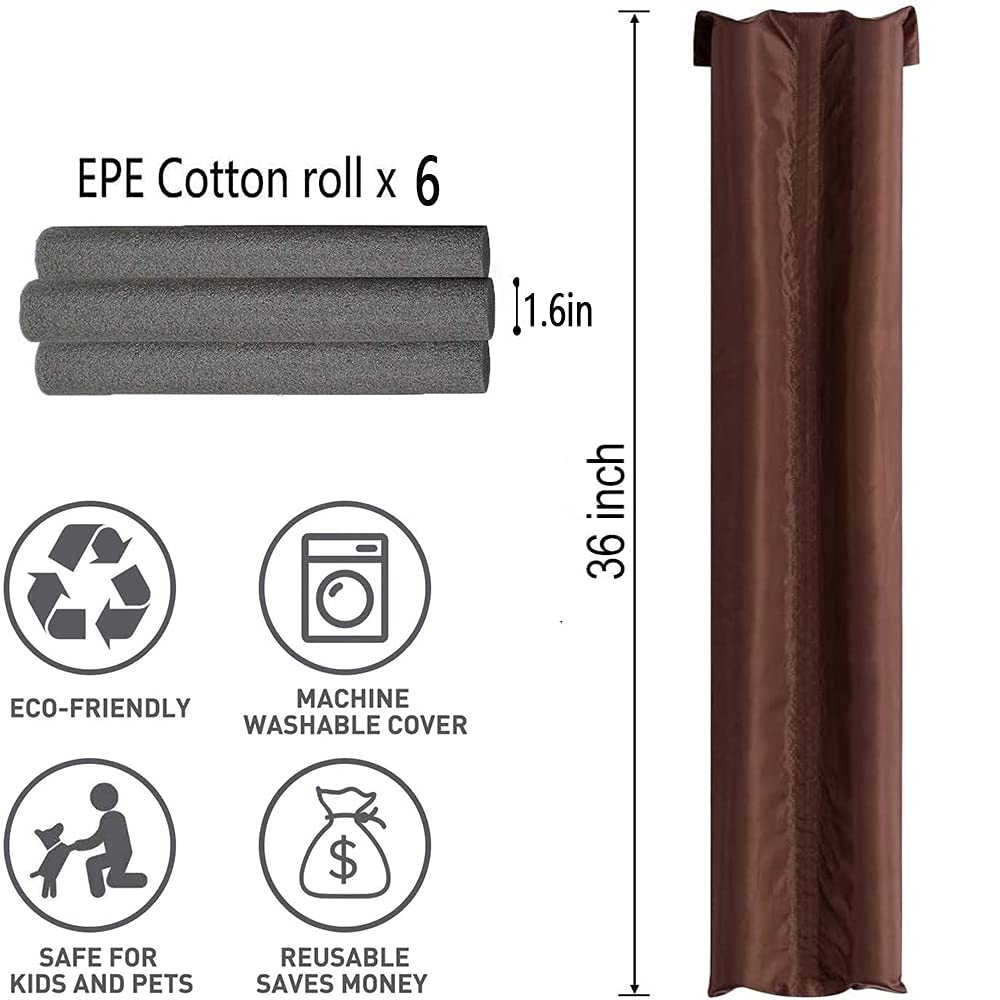Door Draft Stopper,Under Door Draft Blocker, Adjustable Door Bottom Weather Stripping,Sound Proof Noise Reduction(Brown)