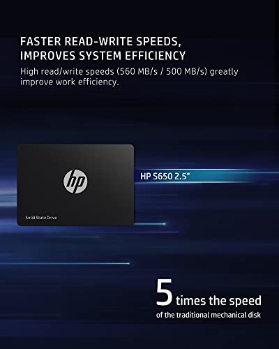 HP S650 960GB 2.5 Inch SATA III PC SSD Internal Solid State Hard Drive - 6 Gb/s, 3D NAND, Up to 560 MB/s for Laptop and Desktop Updating - 345N0AA#ABA