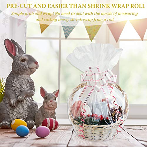 Morepack Shrink Wrap Basket Bags,10 Pieces 18x22 Inches Clear PVC Shrink Wrap Bags for Gift Basket