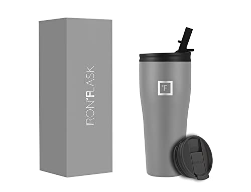 IRON °FLASK Rover Tumbler 2.0-2 Lids Vacuum Insulated Stainless Steel Bottle, Double Walled, Drinking Cup - Thermos Travel Mug - Graphite, 32 Oz