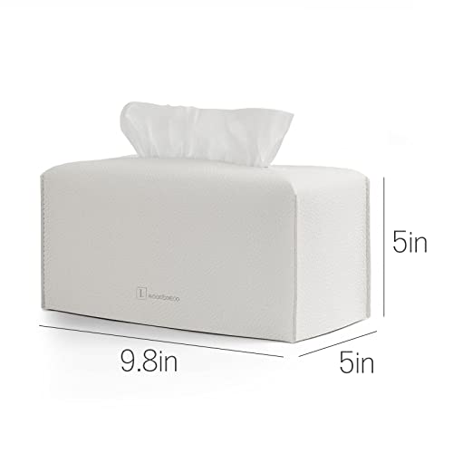 GOODSDECO PU Leather Tissue Box Cover Rectangle - Modern Tissue Box Holder Organaizer for Home Office Bathroom Car, Pastel Organaizer (White)
