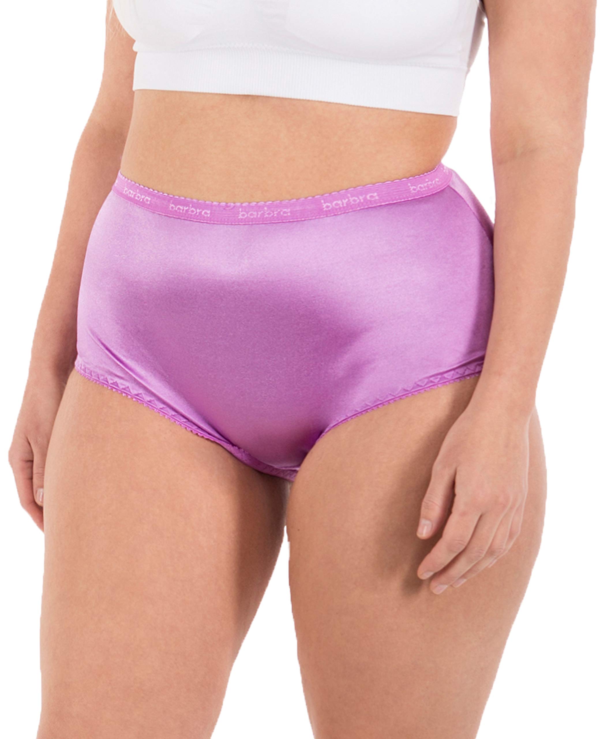 Barbra Lingerie Satin Panties S to Plus Size Womens Underwear Full Coverage Brief Multi-Pack (Grape, 4XL)