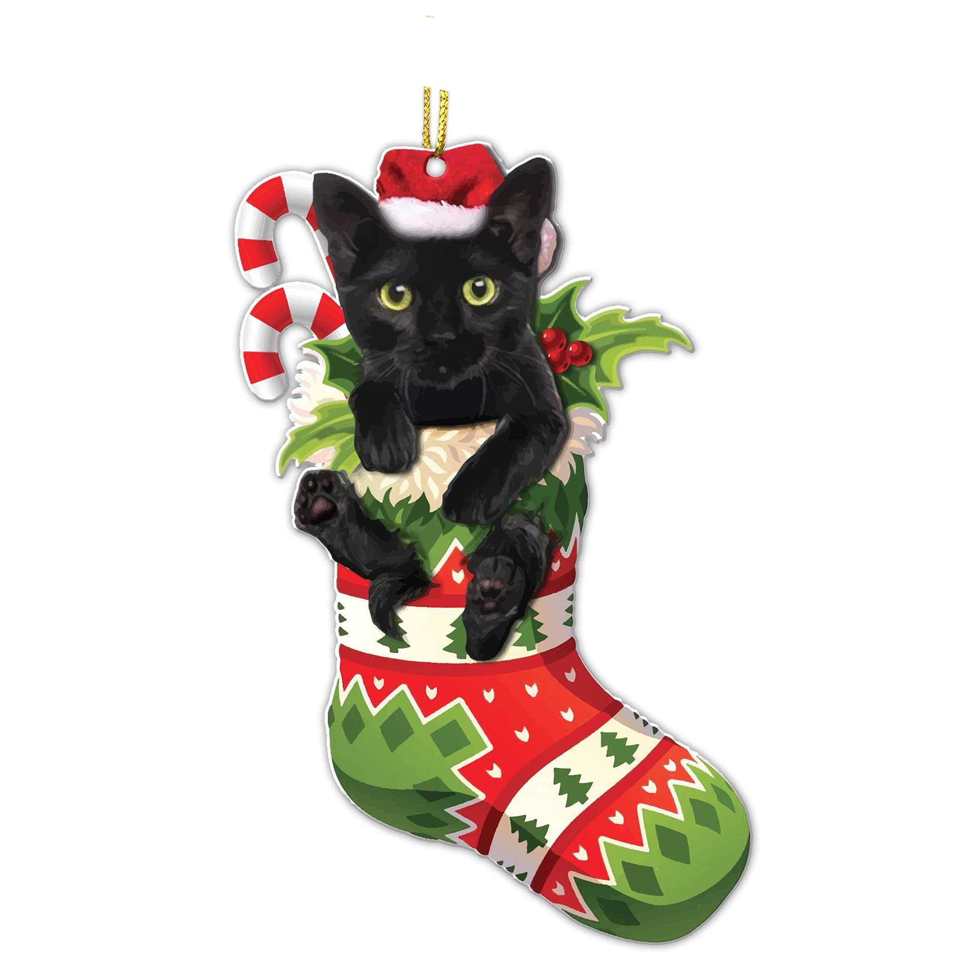 Black Cat Funny Acrylic Ornament - Hilarious Sock Design - Dark Humor Christmas Tree Decoration - 2024 Kitten Christmas Ornament