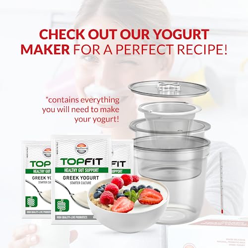 TopTherm Yogurt Starter |Gut Health Probiotic Yogurt Culture Support |DIY Homemade Plain or Greek Yogurt |Dairy Free Yogurt |Non-GMO |No Added Sugar |Works with Any Yogurt Maker - 2 Pack - Makes 2 Qts