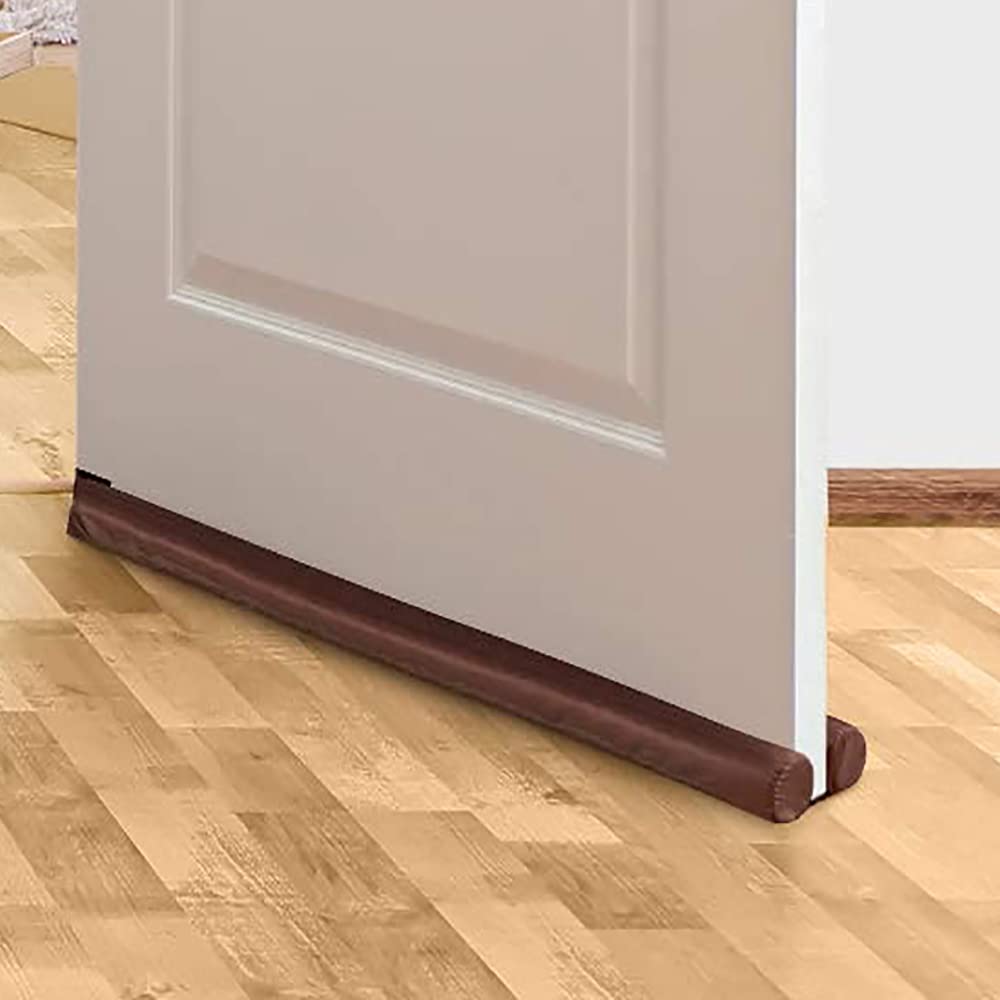 Door Draft Stopper,Under Door Draft Blocker, Adjustable Door Bottom Weather Stripping,Sound Proof Noise Reduction(Brown)