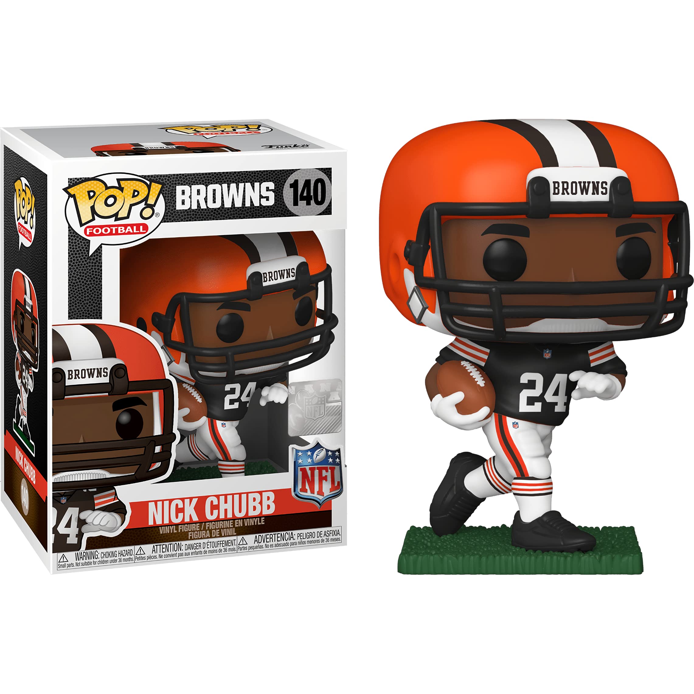 N i c k C h u b b [Brow n s]: Fun ko P o p ! Football Vinyl Figurine Bundle with 1 Compatible 'ToysDiva' Graphic Protector (140 - 50099 - B)
