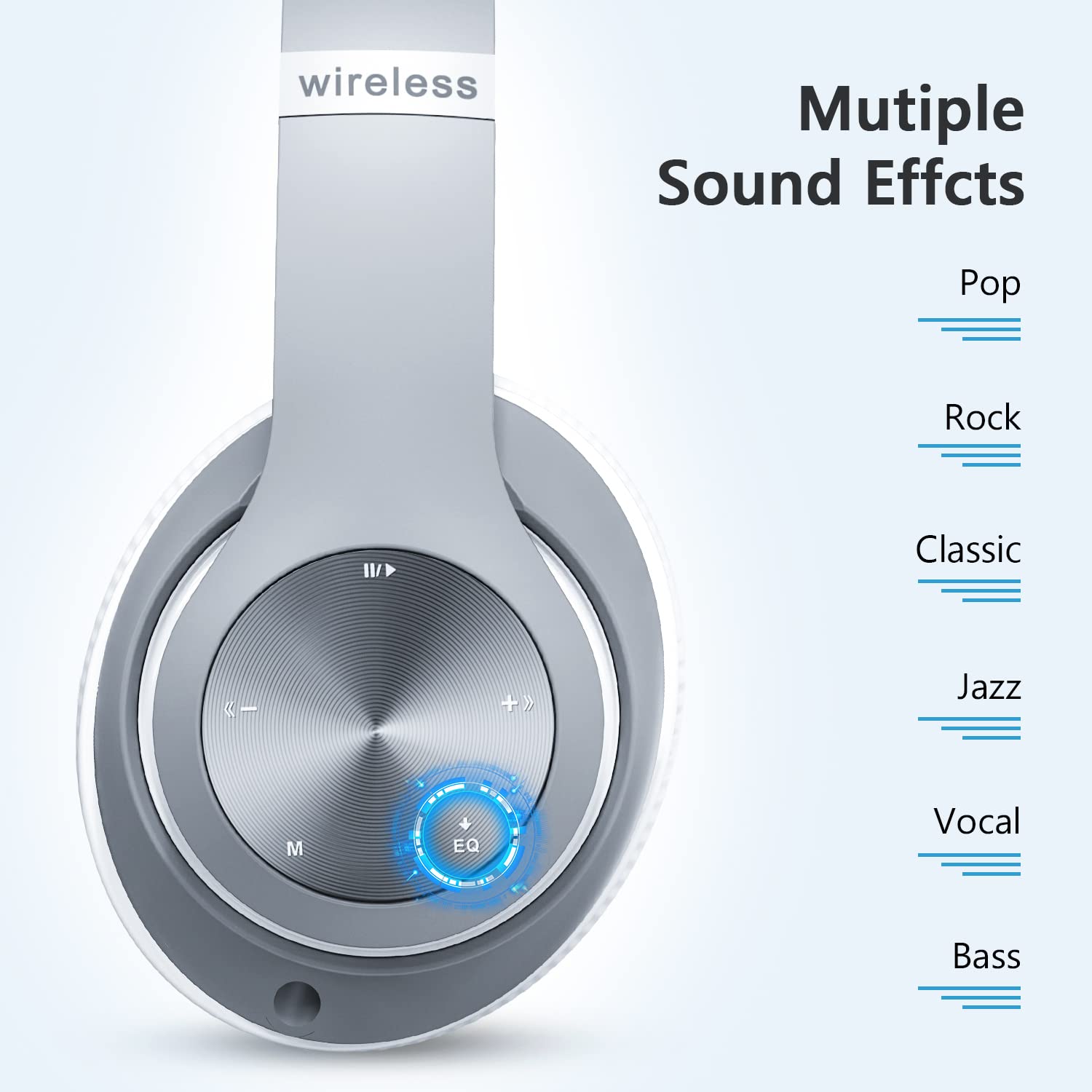 Headphones Wireless Bluetooth,60 Hours Playtime Foldable Lightweight Bluetooth Headphones Wireless Over Ear Wired Hi-Fi Stereo with 6 EQ Modes, Deep Bass Adjustable Headset with Mic, FM, TF for Adults