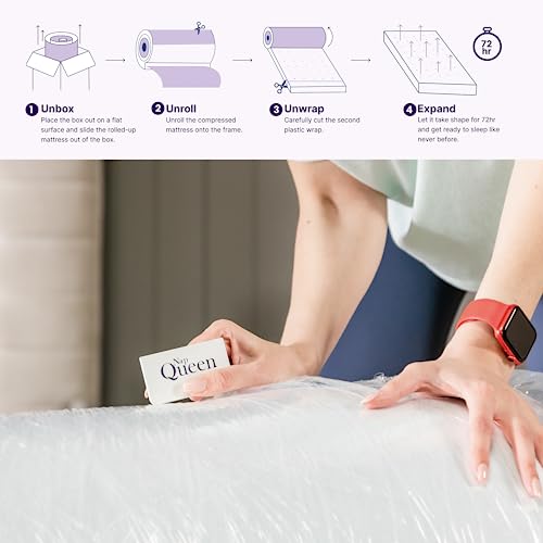 NapQueen 10 Inch Cooling Gel Full Size Medium Firm Memory Foam Mattress, Bed in a Box, White