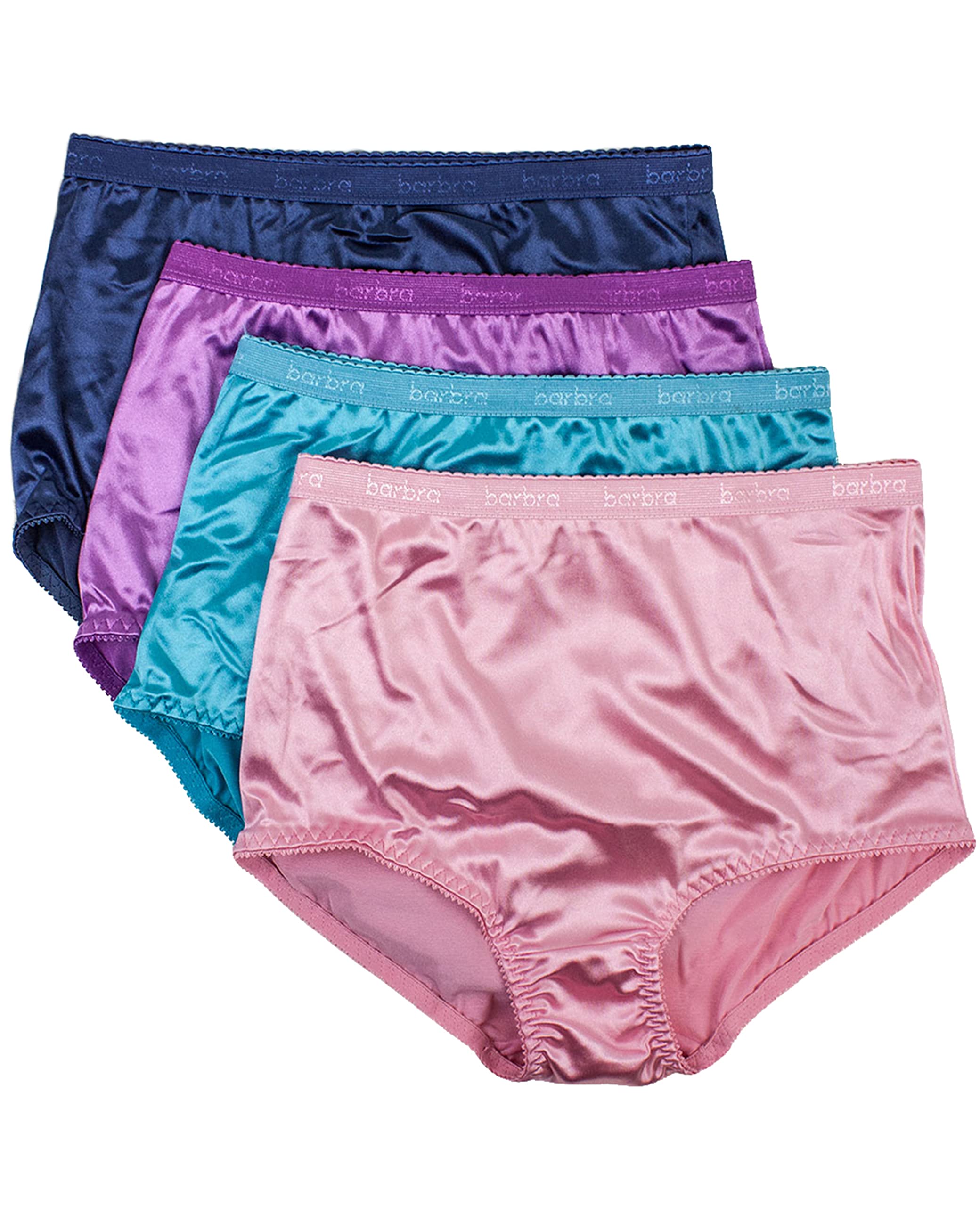 Barbra Lingerie Satin Panties S to Plus Size Womens Underwear Full Coverage Brief Multi-Pack (Grape, 4XL)