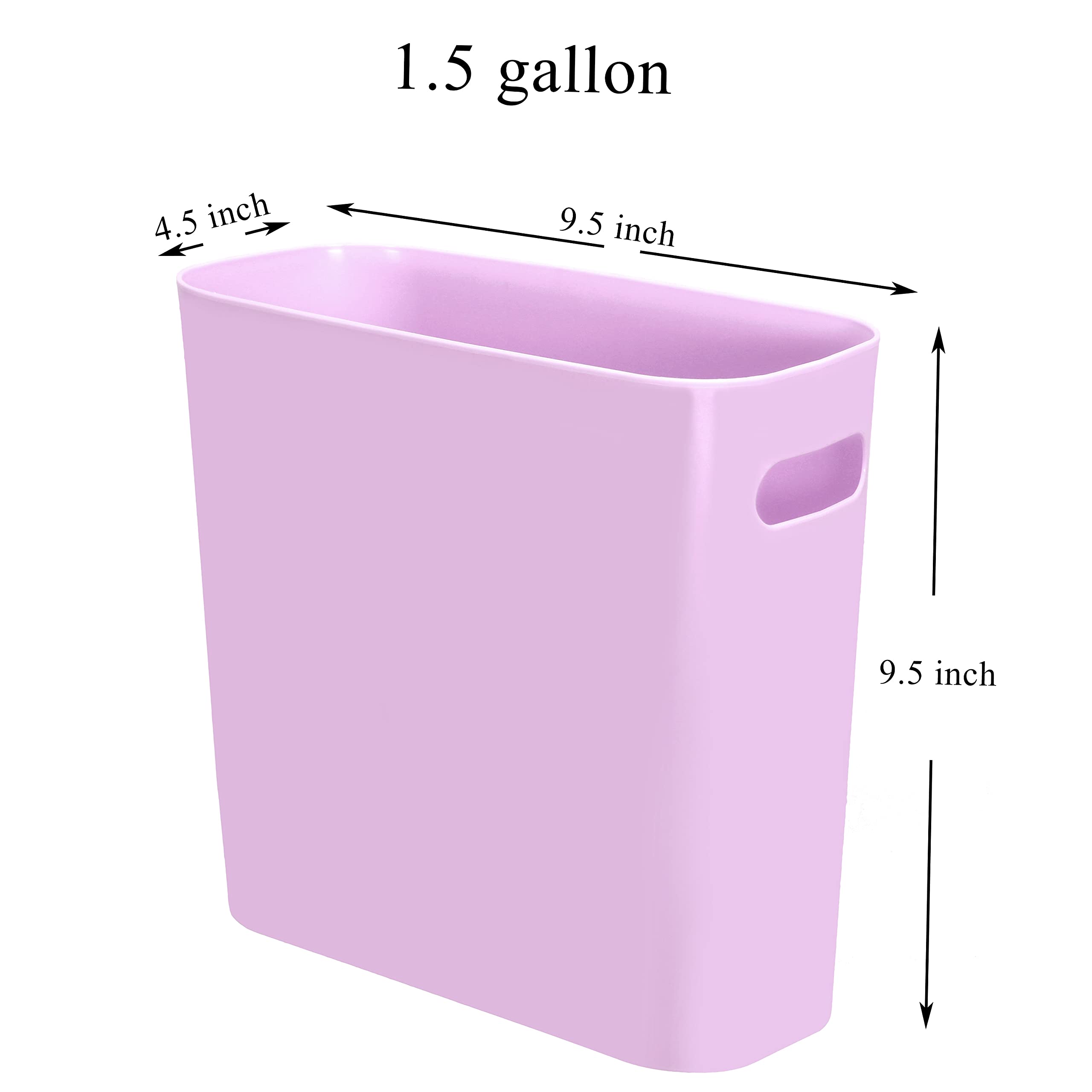 Youngever 1.5 Gallon Slim Trash Can, Plastic Garbage Container Bin, Small Trash Bin with Handles for Home Office, Living Room, Study Room, Kitchen, Bathroom (1 Pack Purple)