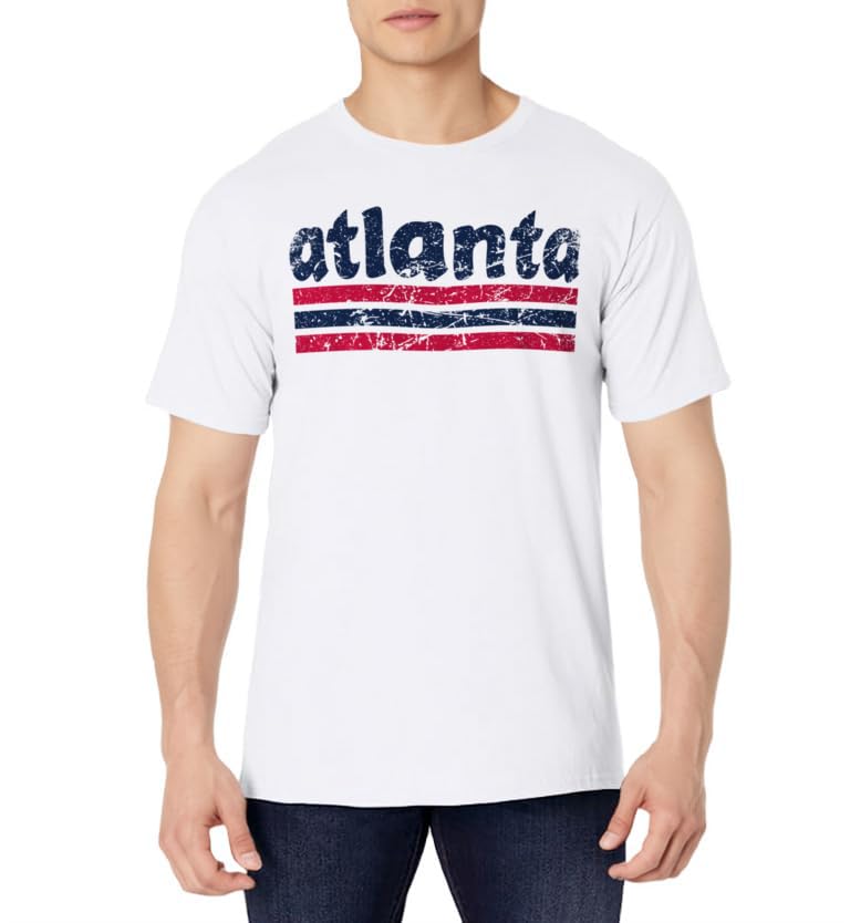 Atlanta Georgia Three Stripe Vintage Weathered T-Shirt