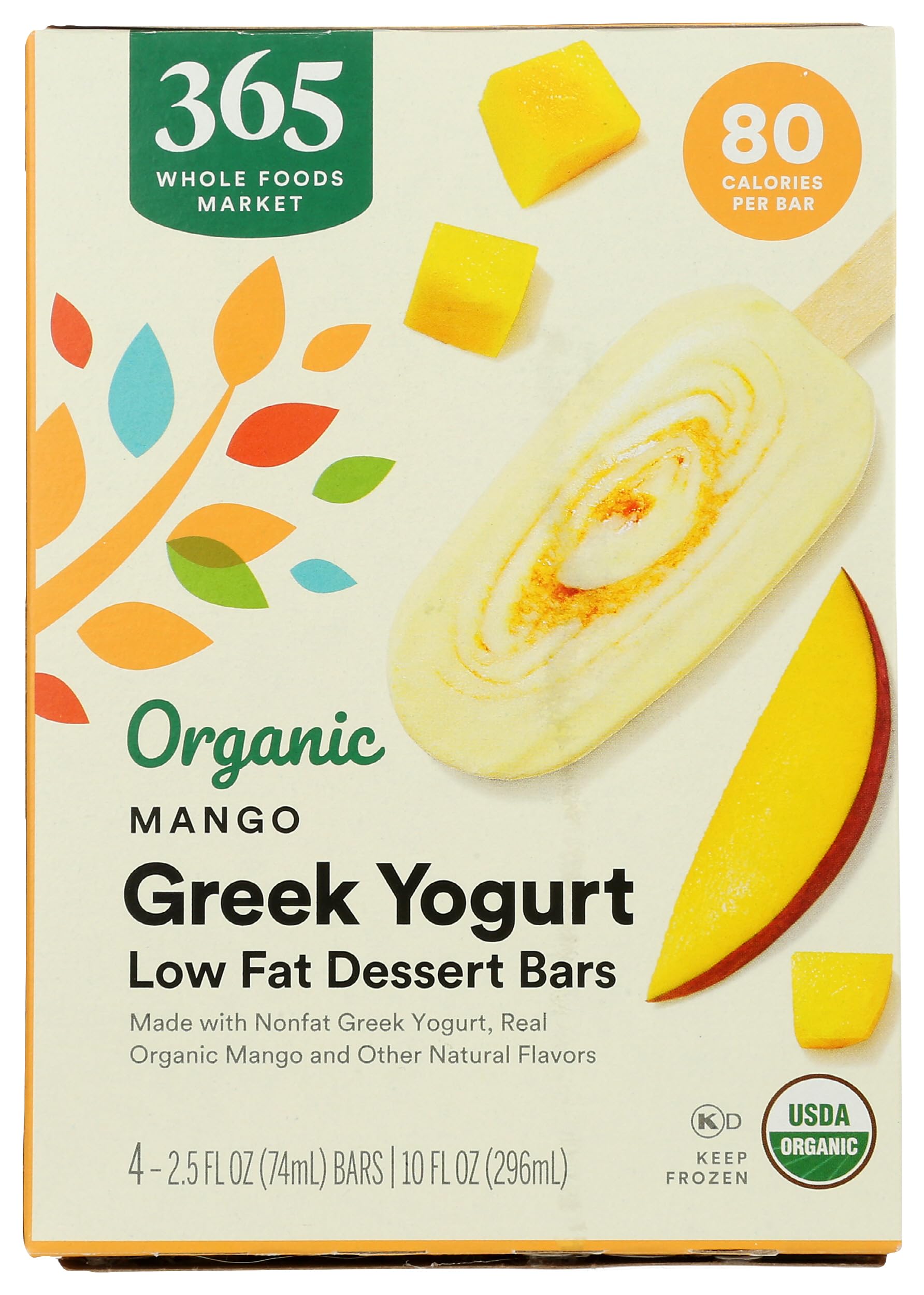 365 By Whole Foods Market, Frozen, Bar Greek Yogurt Mango Organic, 10 Ounce