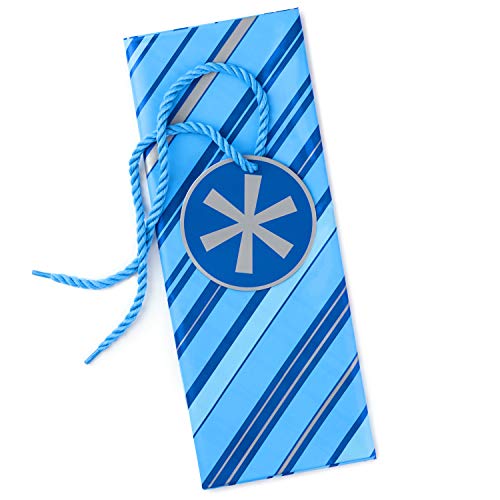 Hallmark 56" Jumbo XL Holiday Plastic Gift Bag (Blue Stripes with Gift Tag) for Hanukkah, Christmas, Father's Day, Birthday, Graduations, Baby Showers