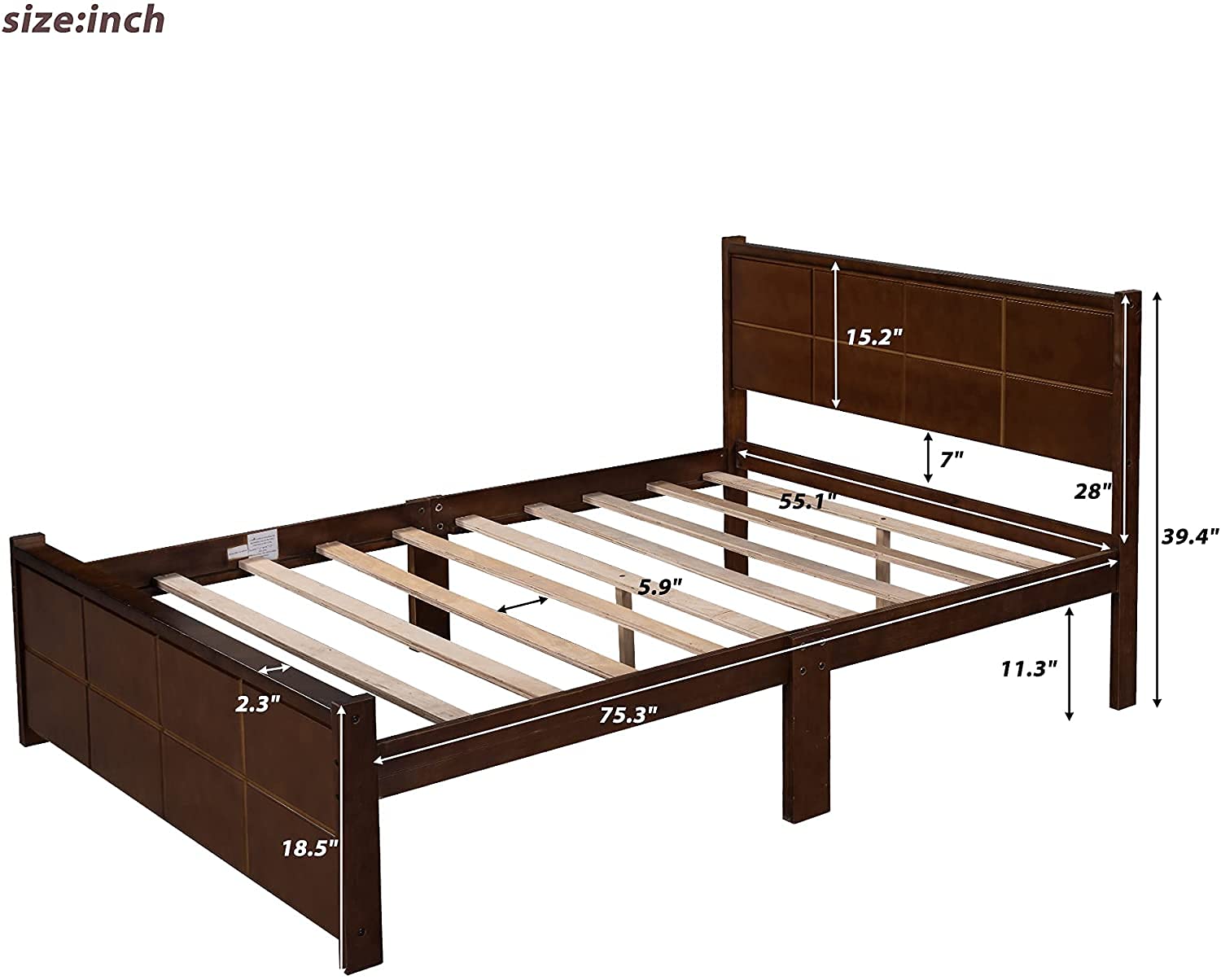 STP-Y Twin Size Platform Bed, Wood Platform Bed Frame with Headboard and Footboard, Solid Wood Legs, Wood Slats Support, No Box Spring Needed, Easy Assembly, Platform Bed Frame for Kids Teens Adults(W