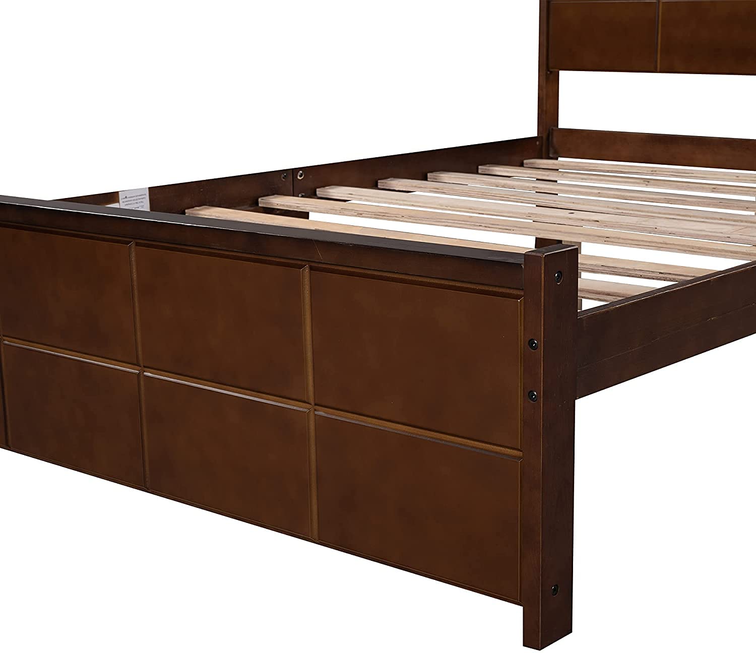 STP-Y Twin Size Platform Bed, Wood Platform Bed Frame with Headboard and Footboard, Solid Wood Legs, Wood Slats Support, No Box Spring Needed, Easy Assembly, Platform Bed Frame for Kids Teens Adults(W