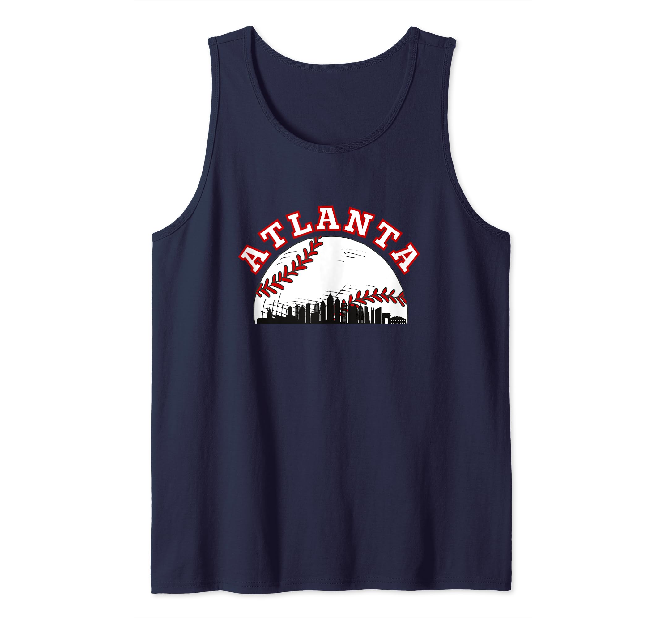 Atlanta Baseball Shirt Atlanta GA Cityscape ATL Skyline Blue Tank Top
