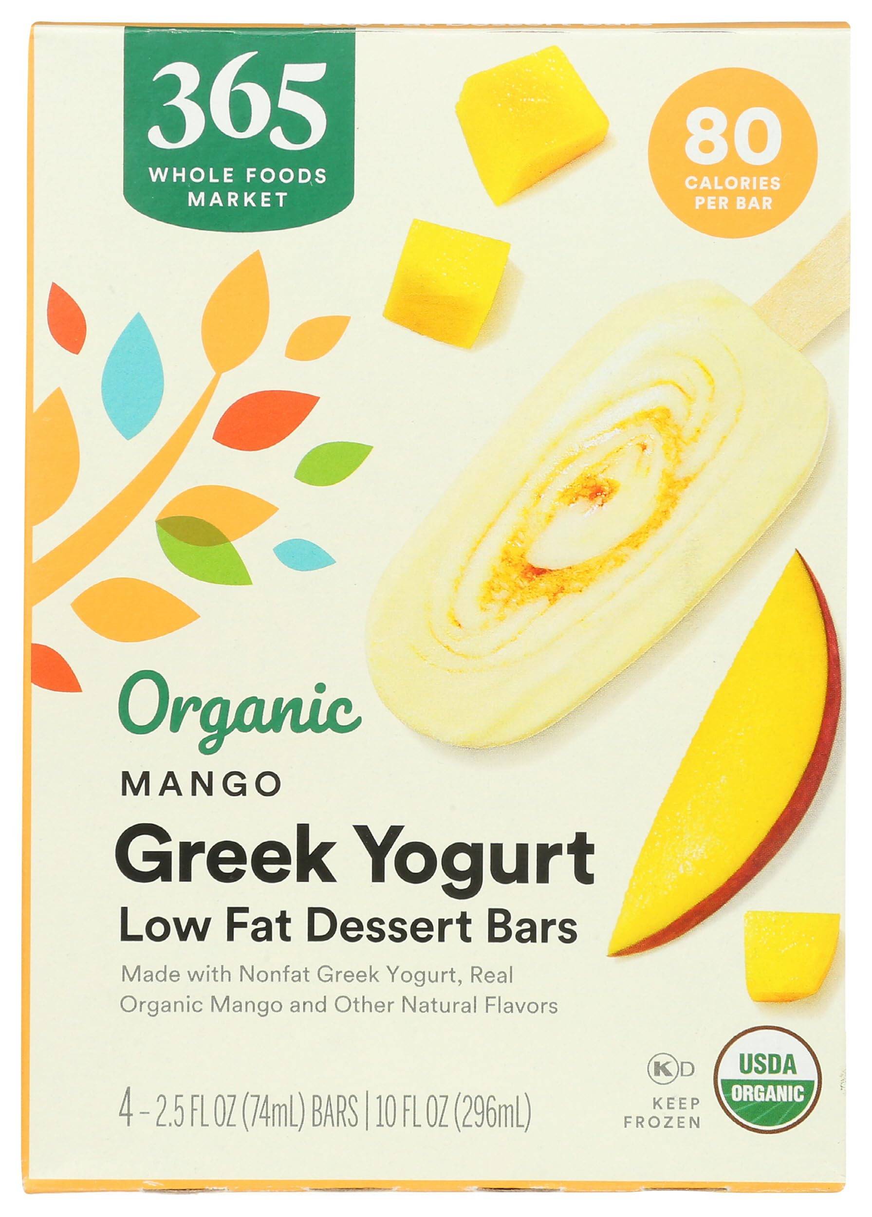 365 By Whole Foods Market, Frozen, Bar Greek Yogurt Mango Organic, 10 Ounce