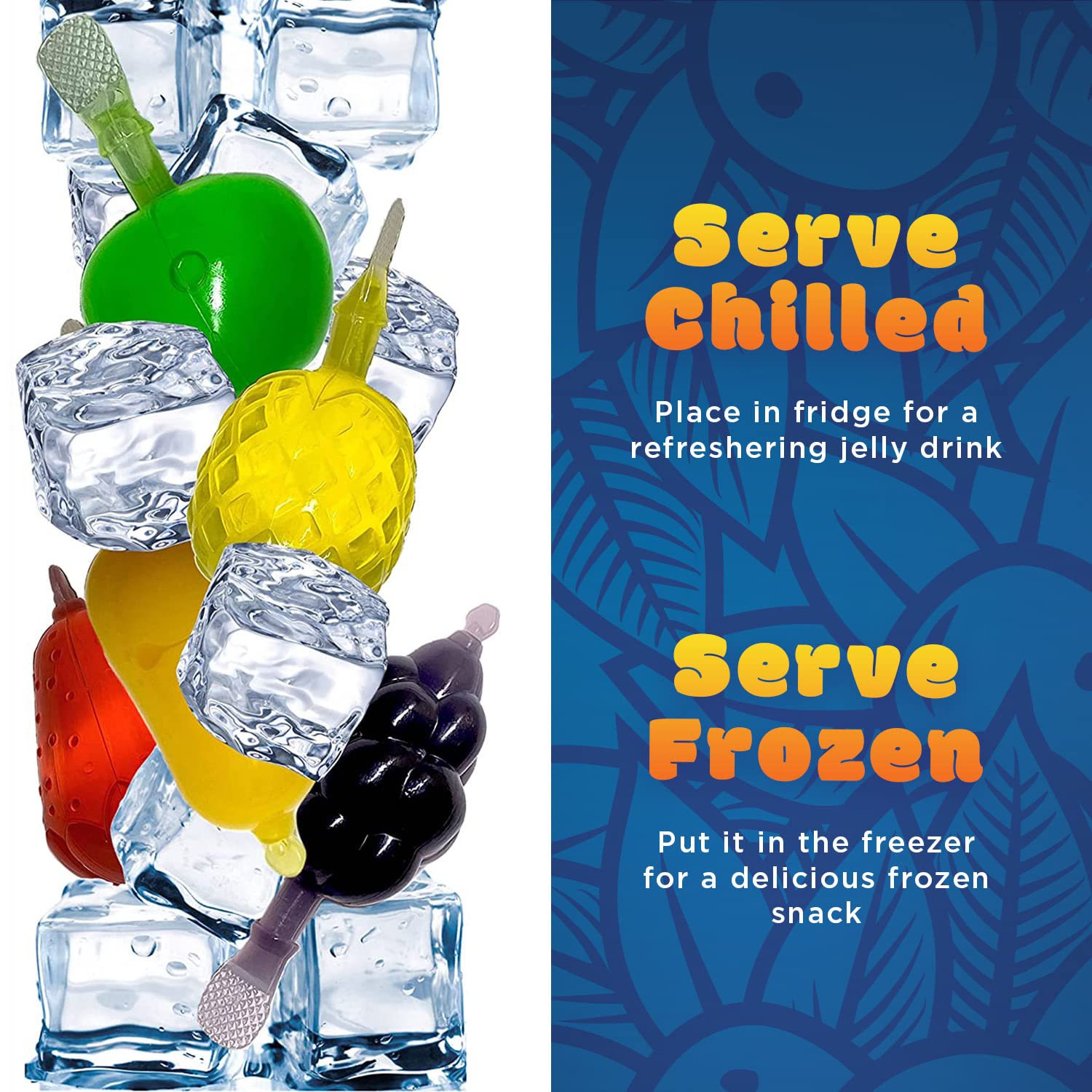 Funtasty Fruit Squeezable Jellies - 40 Count Jar - Tik Tok Candy - Assorted Flavors