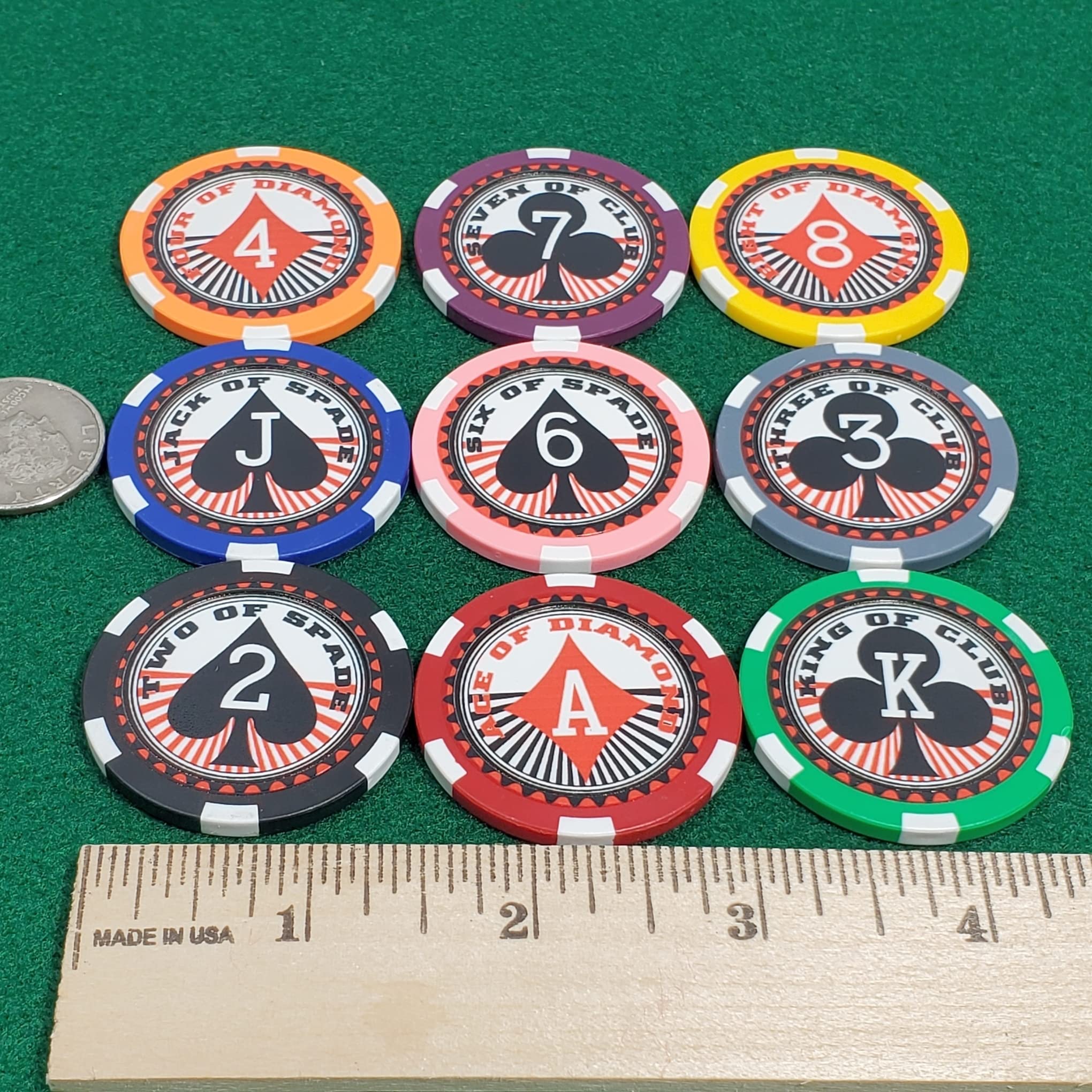 Poker Chip Cardians with Playing Cards Printed on Them - Perfect for Poker Runs - Includes Standard 52 Cards with 2 wilds & 1 Double Back