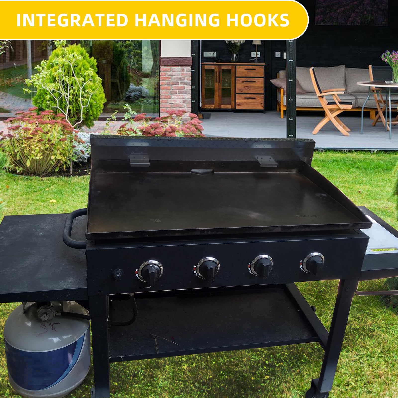 HECASA Griddle Hard Top Lid Black Grill Cover with Handle Outdoor Home BBQ Hood for 36" Front or Rear Grease Griddle 36 Inch