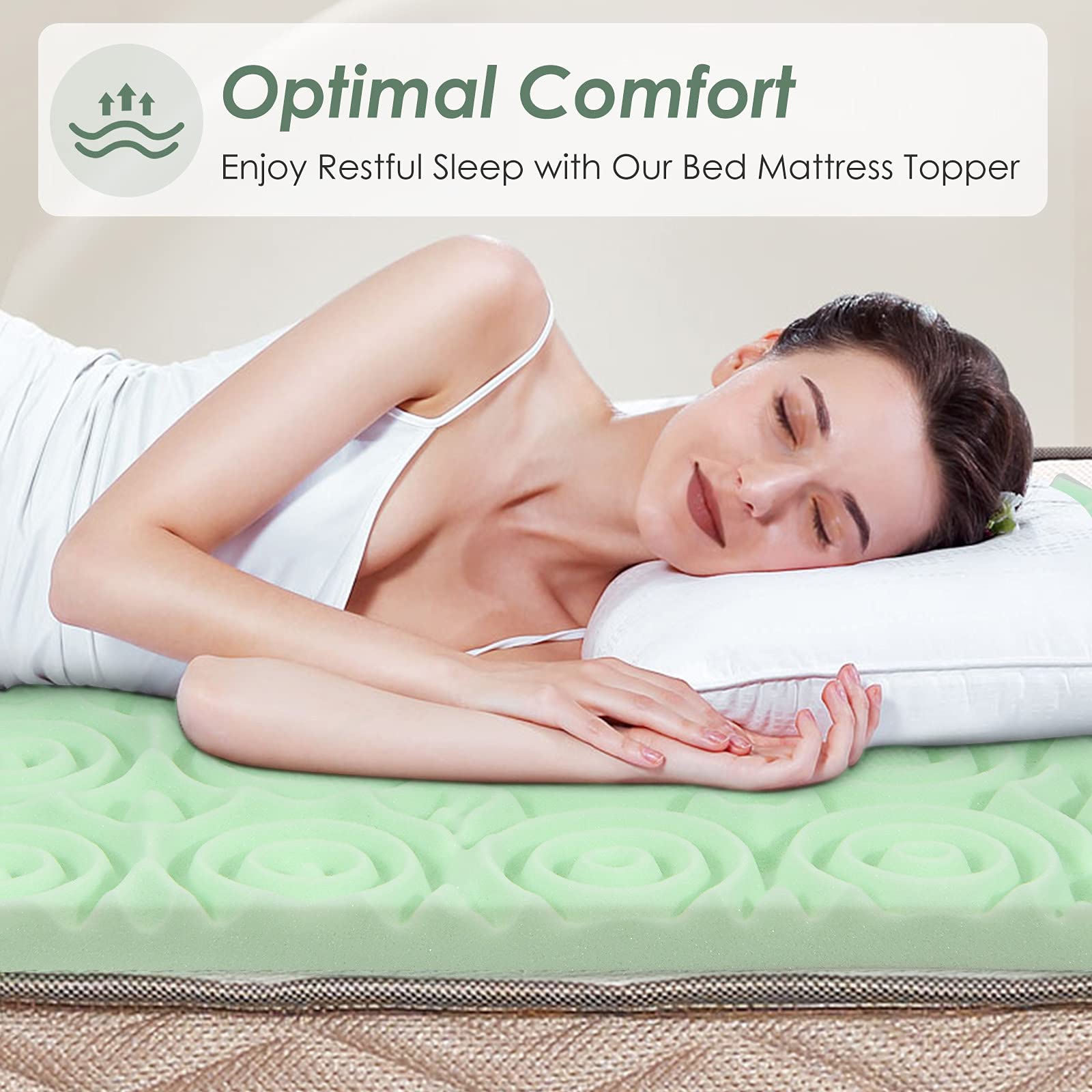 Giantex 3 Inch Mattress Topper, Mattress Pad for All-Night Comfy, 5-Zone Bed Topper, Pressure Relief Mattress, Dorm Foam Topper (Twin)