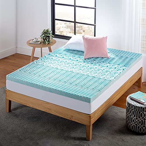 ZINUS 3 Inch Green Tea Cooling Gel Memory Foam Zoned Support Mattress Topper, Queen