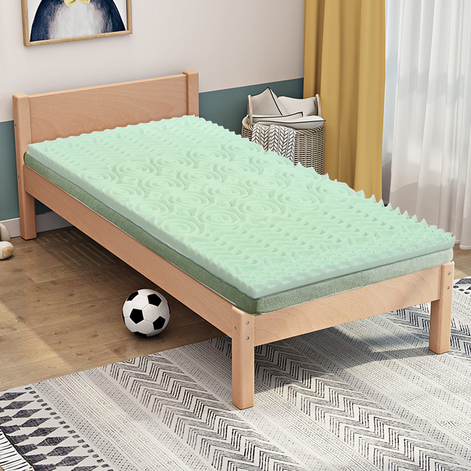 Giantex 3 Inch Mattress Topper, Mattress Pad for All-Night Comfy, 5-Zone Bed Topper, Pressure Relief Mattress, Dorm Foam Topper (Twin)