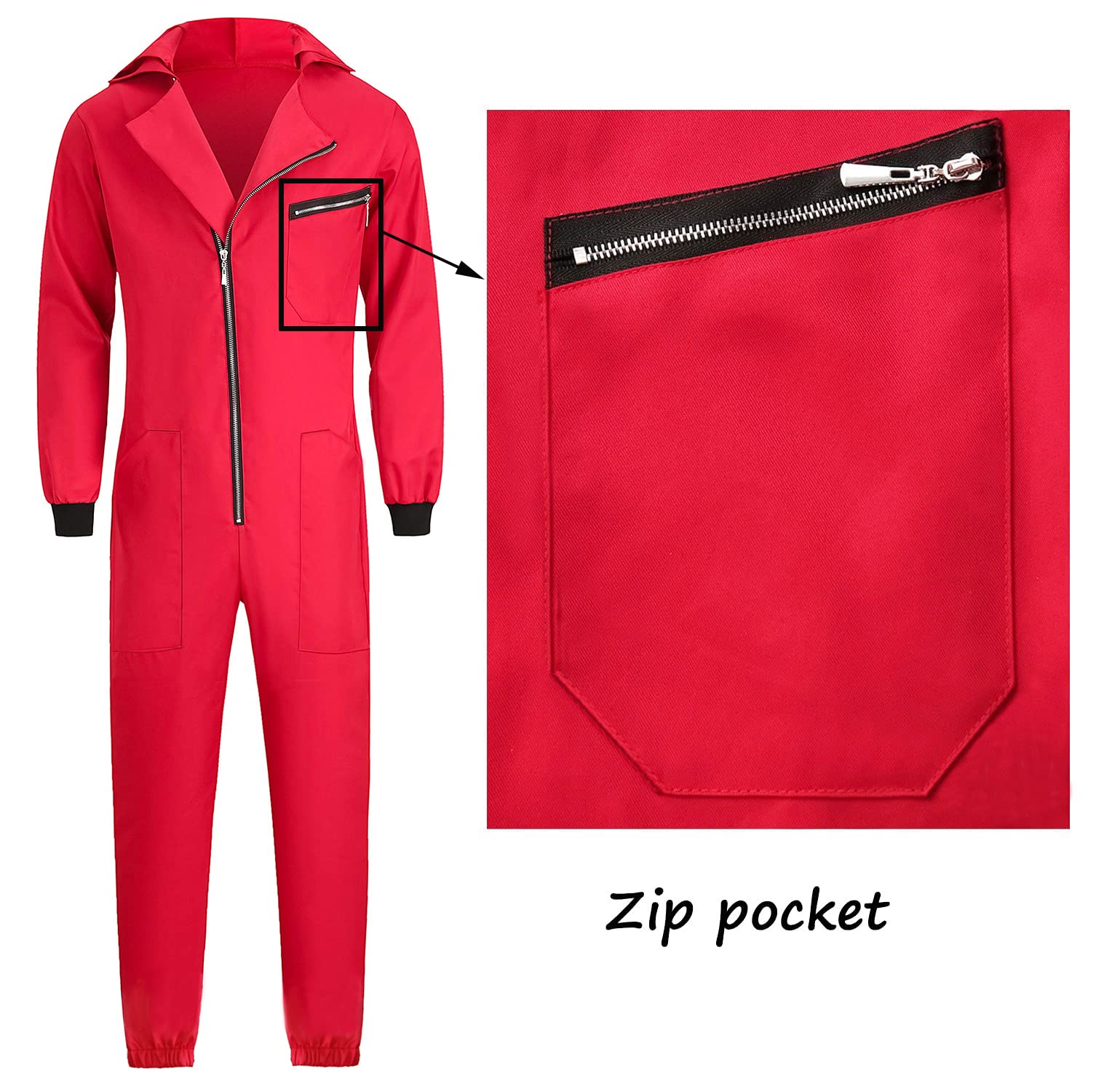 Casa De Papel Money Adult Heist Costume Red Jumpsuit Women Halloween L