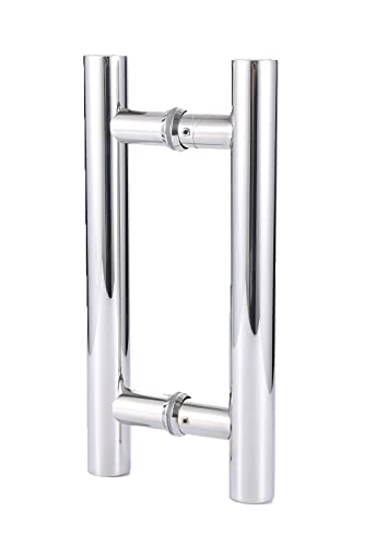 SIMPHONY 12 inches Heavy-Duty Commercial Grade-304 Stainless Steel Push Pull Door Handle/Sliding Barn Door Handle Set/Glass Door Pulls,Hardware - Fit Doors 1/2 to 2 ''
