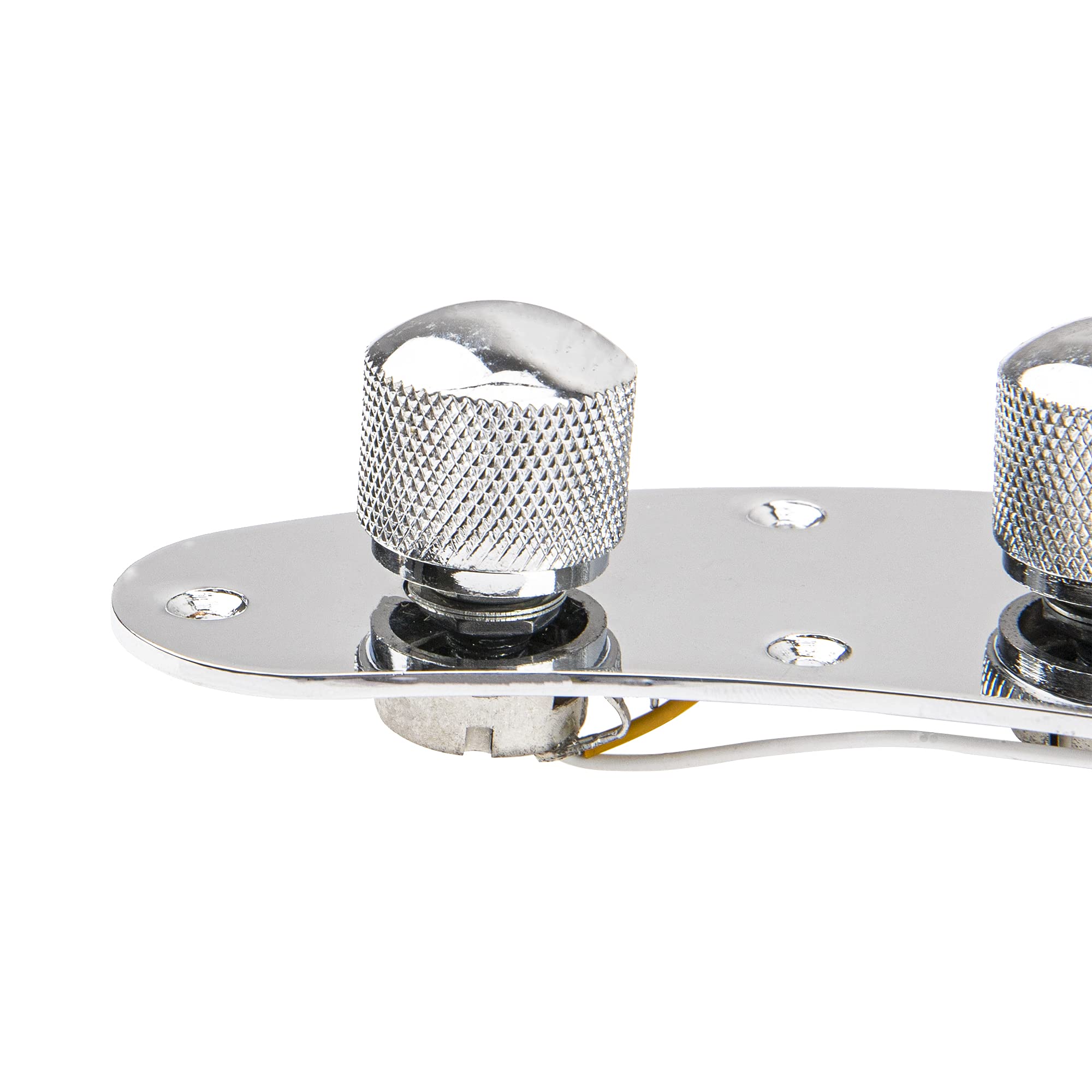 1Pcs Yootones Prewired Bass Switch Control Plate Wired Loaded Control Plate with Switch Knob Compatible with Electric Bass (Silver)