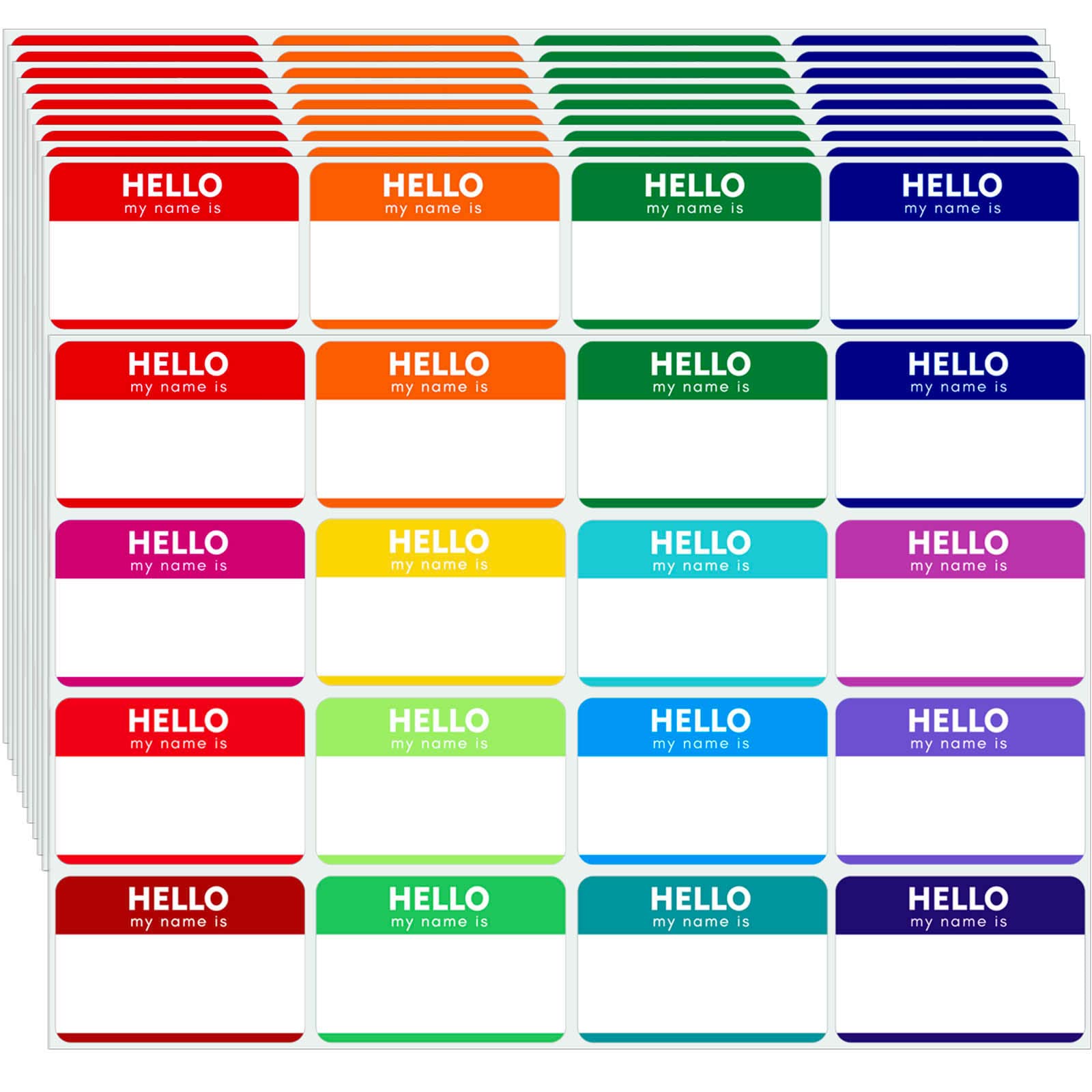 Zacool 480 Pcs Name Tag Stickers (3"x 2") Identification Badges,Peel and Stickers"Hello My Name is" Name Tags Stickers Colorful Name Badge for Themed Party Family Home School Office Conferences