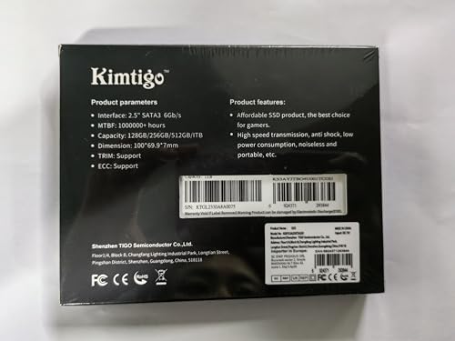 kimtigo 2.5" Internal SSD 1TB, 3D NAND Solid State Drive, SATA III 6Gb/s 2.5 inch 7mm (0.28”), Read up to 550MB/s
