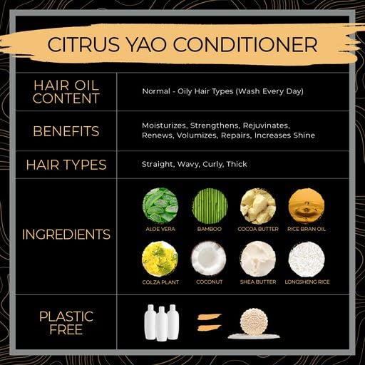 Viori Citrus Yao Shampoo and Conditioner Bar Set Made with Rice Water - Handcrafted Sulfate Free Shampoo and Conditioner