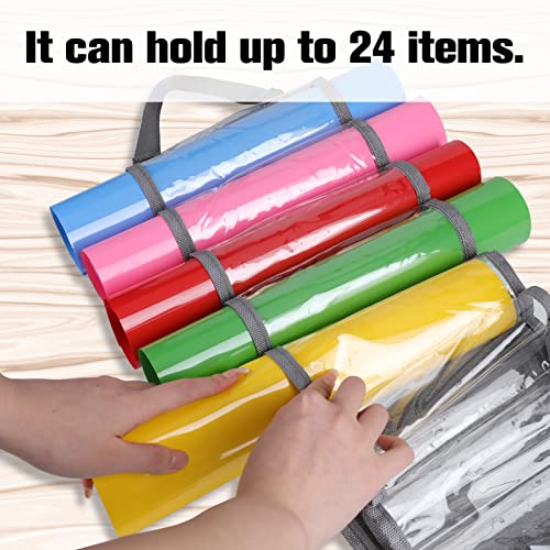 AROUY Vinyl Storage Organizer - Vinyl Roll Holder Wall Mount/Over The Door, Craft Vinyl Storage Rack, Hanging Organizer Storage with 24 Roll Compartments (24 - Gray)