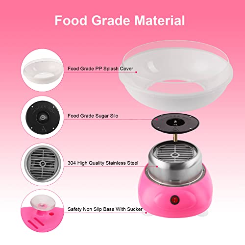 Cotton Candy Machine, 500W Portable Cotton Candy Makers for Kids Birthday Family Party Christmas Gift, Small Hard & Sugar-Free Candy Floss Making Machine with 20 Marshmallow Sticks and Sugar Scoop