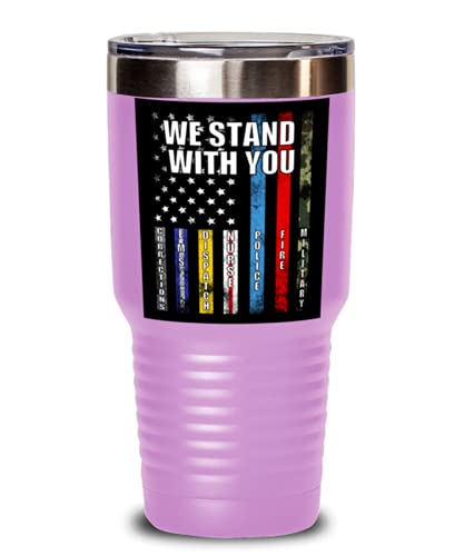 Corrections EMS Dispatch Nurse Police Fire Military Tumbler With Lid Light Purple, 30oz Insulated Mug Cup Present Idea