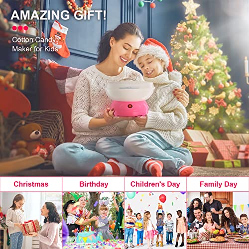 Cotton Candy Machine, 500W Portable Cotton Candy Makers for Kids Birthday Family Party Christmas Gift, Small Hard & Sugar-Free Candy Floss Making Machine with 20 Marshmallow Sticks and Sugar Scoop