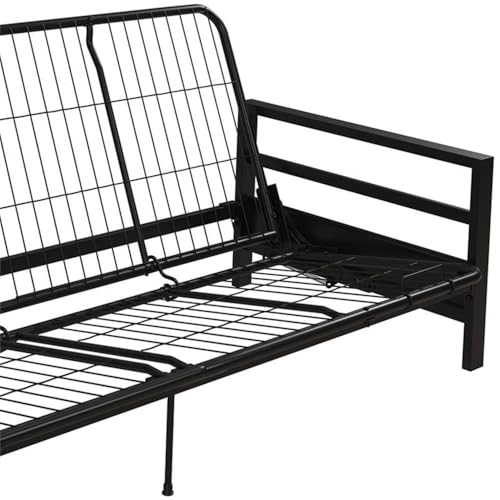 Pemberly Row Classic Design Full Size Metal Futon Frame in Black