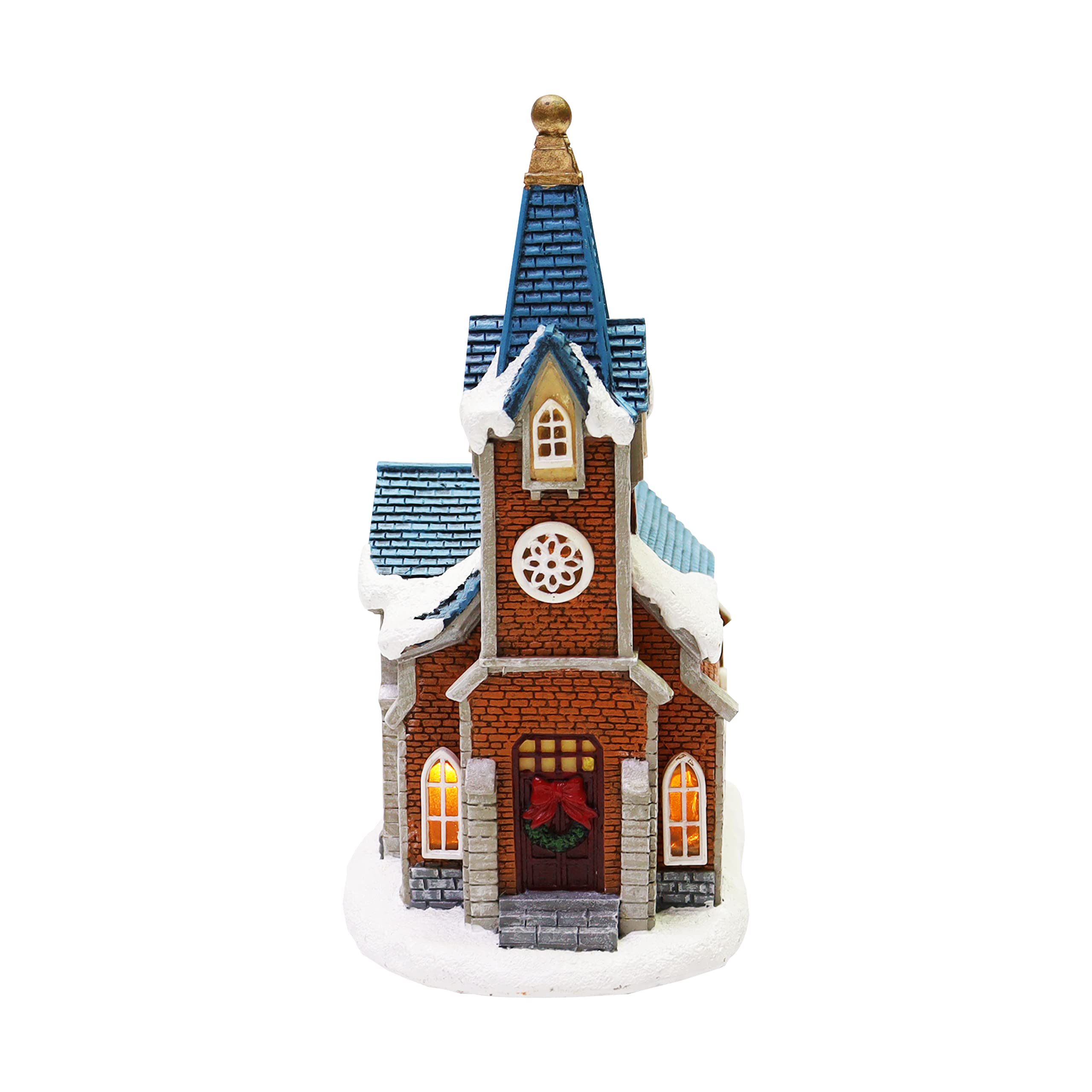MOMENTS IN TIME Christmas Village 12 pc Set, with LED Lights, Battery Operated (not Included) (5" H to 6.5" H Buildings)