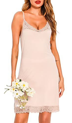 Vlazom Lingerie for Women Lace Chemise Sleepwear Full Slip for Under Dresses