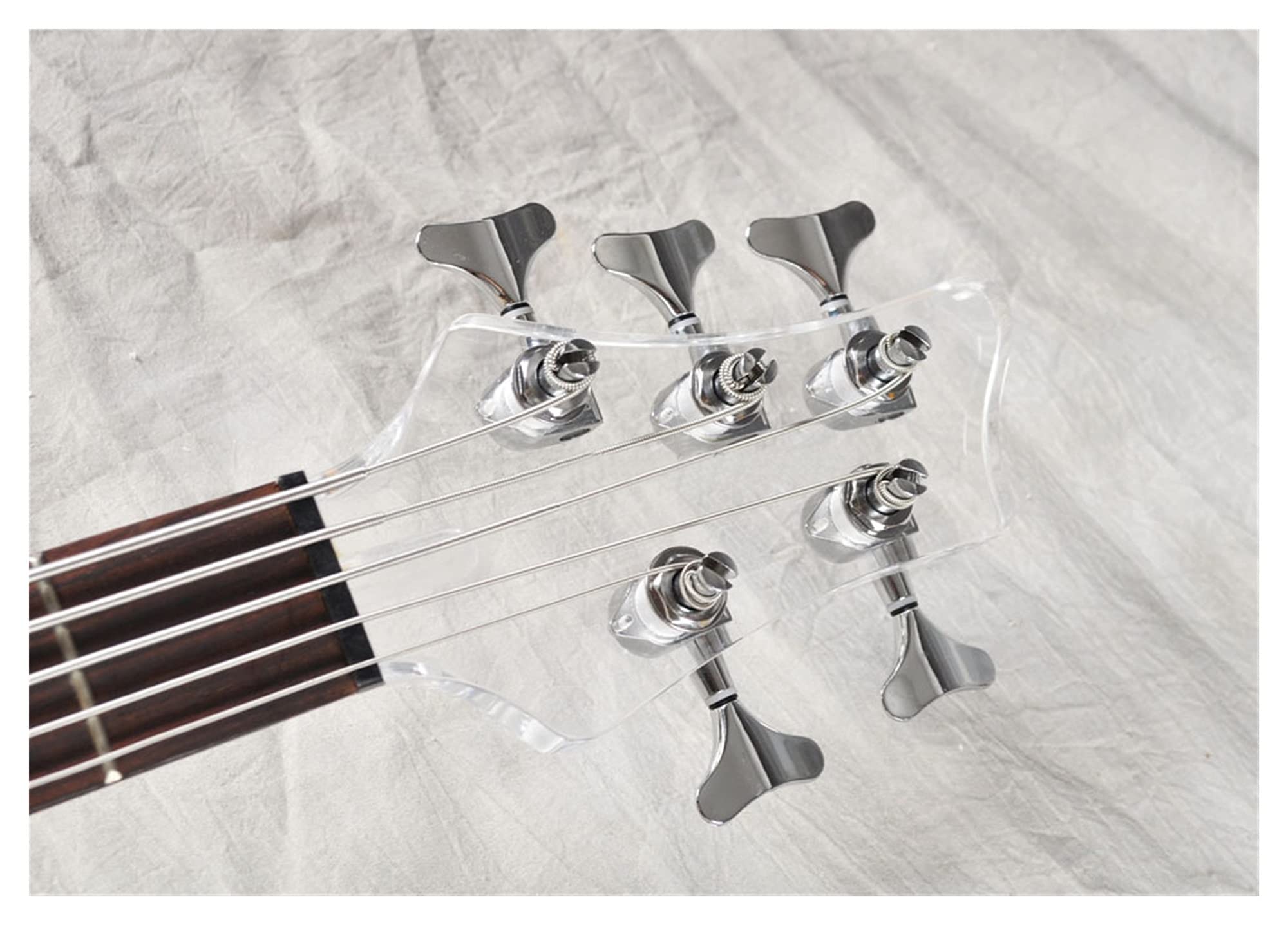 Unfinished Guitar Body Red Sandalwood Fingerboard with LED Lights, Real Shots, Suitable for 2016 New Straight-Through 5-String Acrylic Body Bass Guitar DIY Accessory