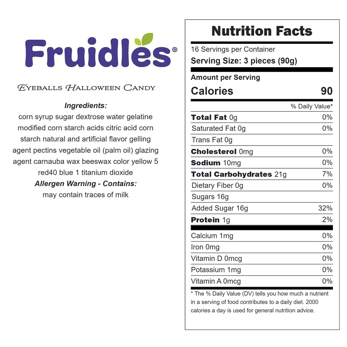 Fruidles Gummy Eyeballs Halloween Candy, Trick-Or-Treat Party Bag Fillers, Party Favor (Half-Pound)