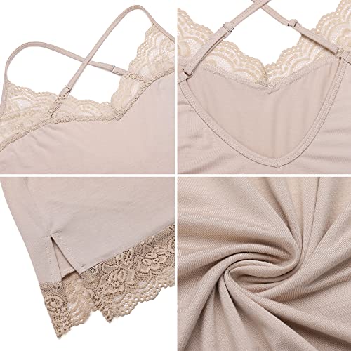 Vlazom Lingerie for Women Lace Chemise Sleepwear Full Slip for Under Dresses