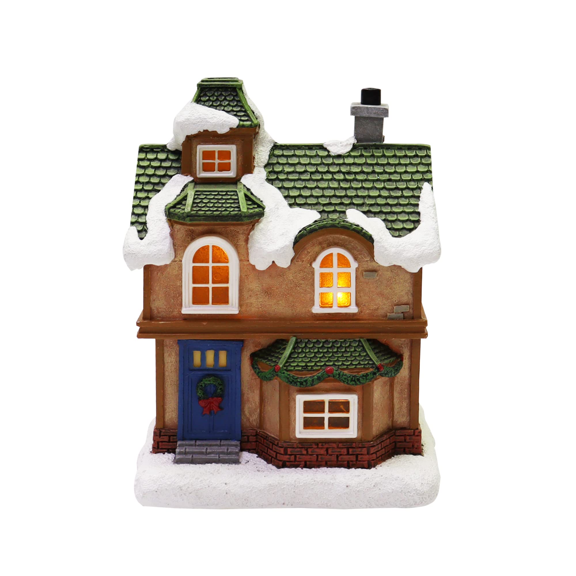 MOMENTS IN TIME Christmas Village 12 pc Set, with LED Lights, Battery Operated (not Included) (5" H to 6.5" H Buildings)