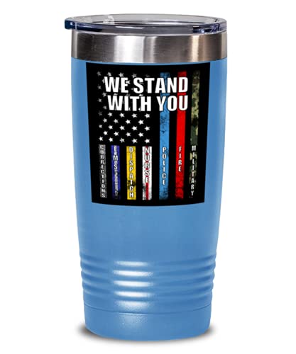 Corrections EMS Dispatch Nurse Police Fire Military Tumbler With Lid Light Blue, 20oz Insulated Mug Cup Present Idea
