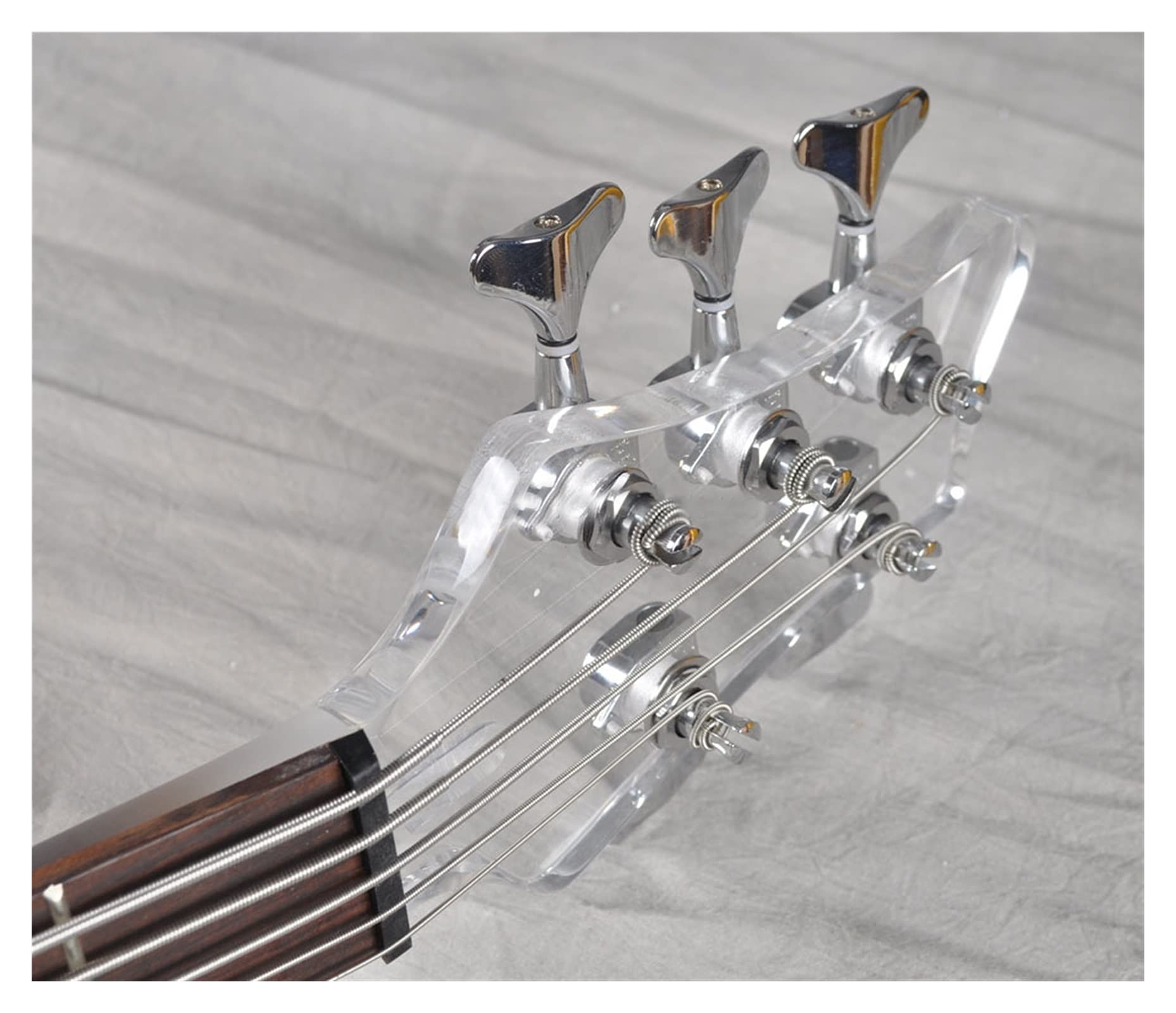 Unfinished Guitar Body Red Sandalwood Fingerboard with LED Lights, Real Shots, Suitable for 2016 New Straight-Through 5-String Acrylic Body Bass Guitar DIY Accessory