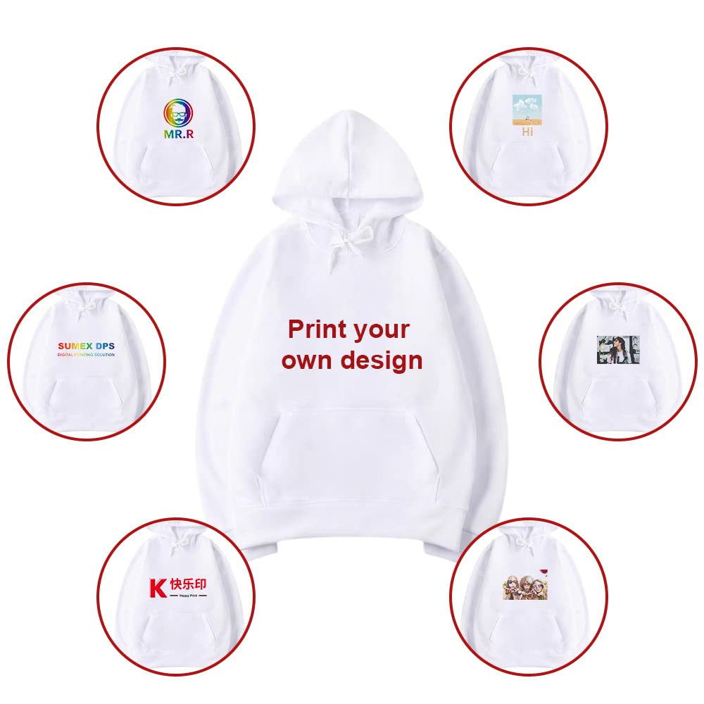 MR.R Sublimation Polyester Blanks White Hoodie Hooded Sweatshirt Cloth Unisex Style Pullover Casual Solid Color Sports Outwear Sweatshirts,XXL size
